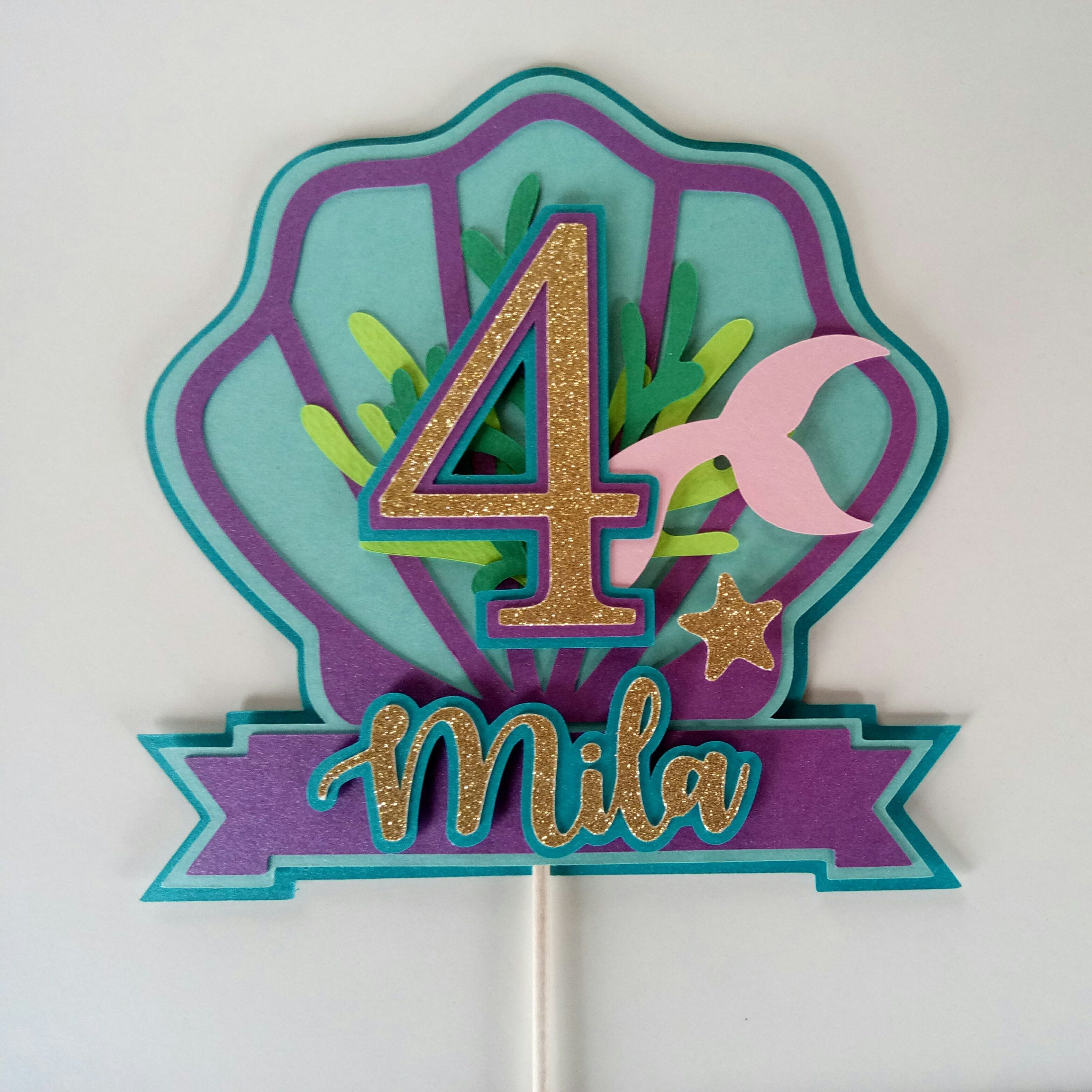 Mermaid Cake Topper Name Cake Topper Under the Sea Cake | Etsy