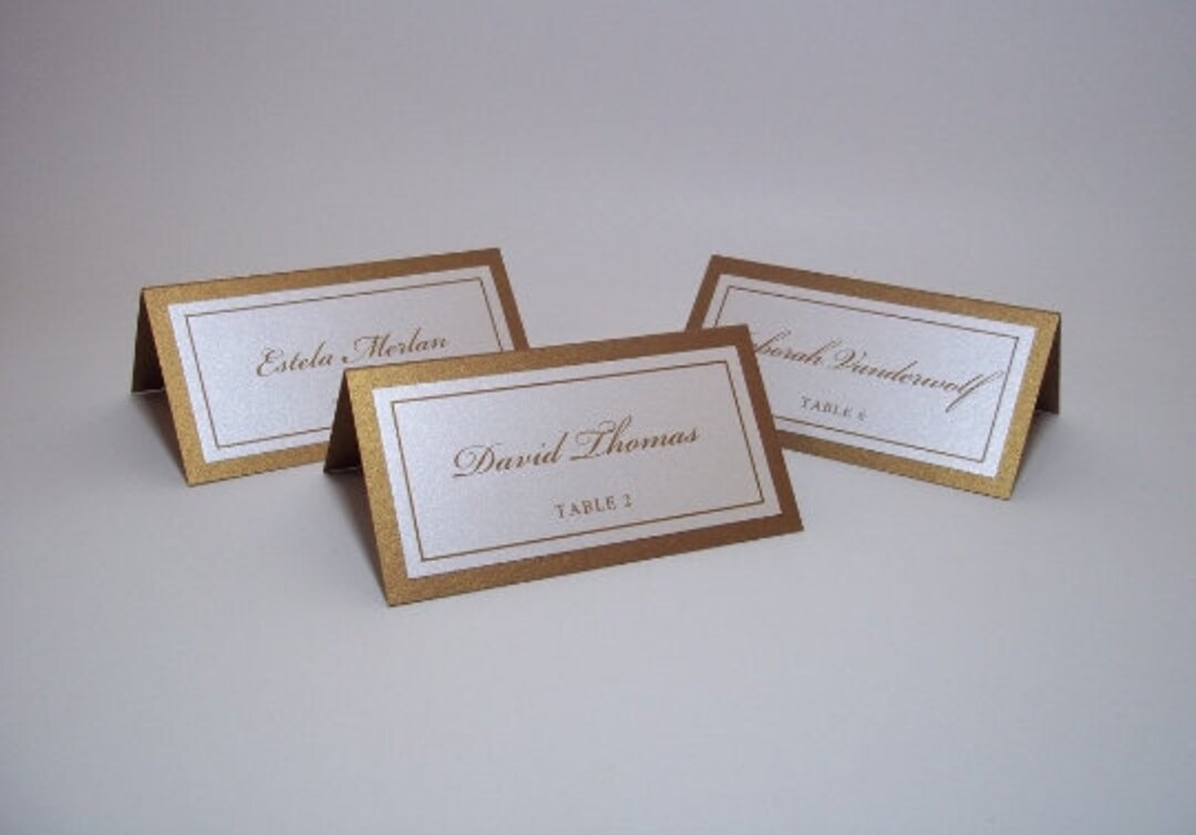 Gold Place Cards Antique Gold and Ivory Place Cards Tented Escort Cards ...