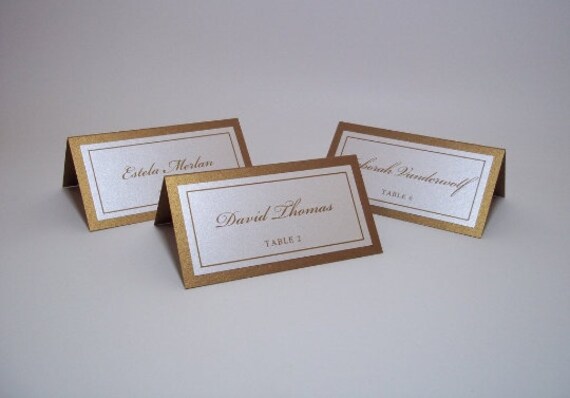 Gold Place Cards Antique Gold and Ivory Place Cards Tented | Etsy