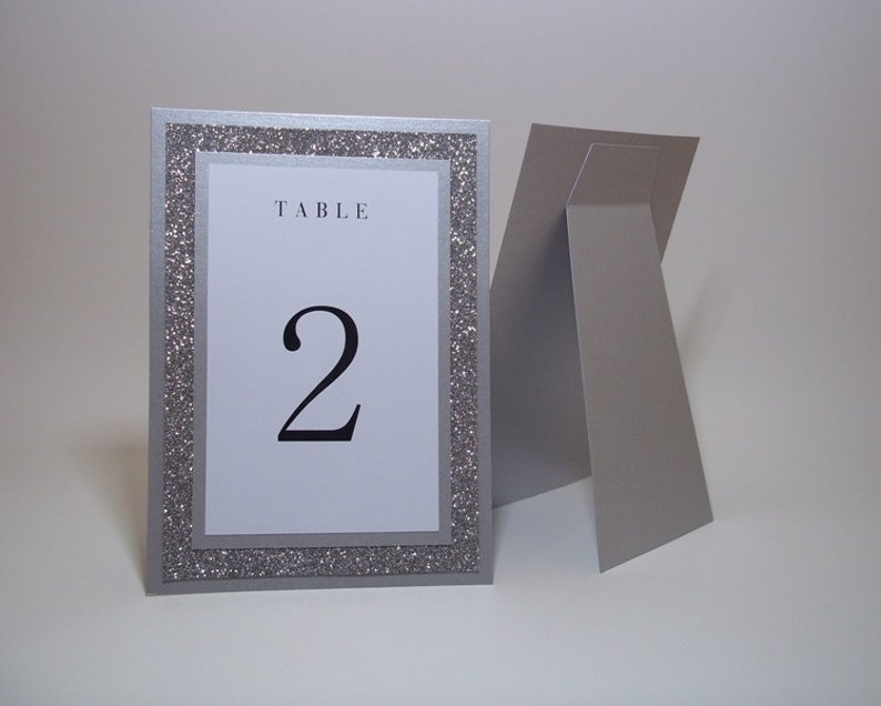 Silver Glitter Table Numbers Silver Glitter and Whitetable | Etsy