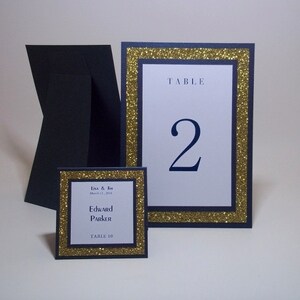 Gold Glitter Table Numbers, Navy and Gold Table Numbers, Navy Blue ...