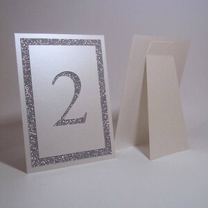 Glitter Table Numbers, Ivory and Silver Glitter Table Numbers, Wedding ...