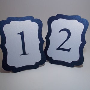 Navy Blue Table Numbers Navy Blue and Ivory or White Shimmer Table ...