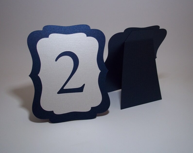 Navy Blue Table Numbers Navy Blue and Ivory or White Shimmer | Etsy