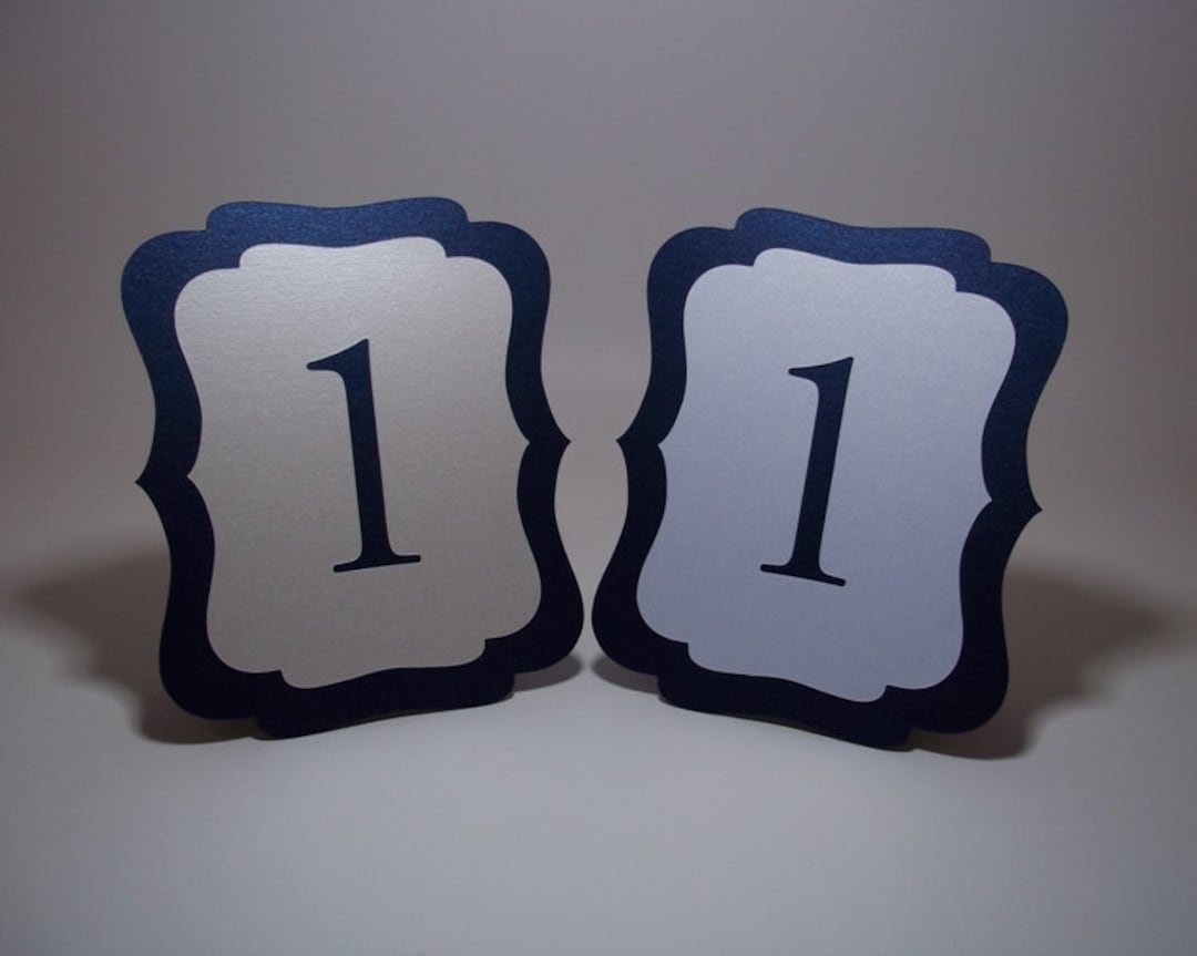 Navy Blue Table Numbers Navy Blue and Ivory or White Shimmer Table ...