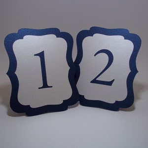 Navy Blue Table Numbers Navy Blue and Ivory or White Shimmer Table ...