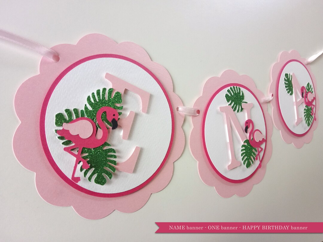 Flamingo Banner, Flamingo Birthday Banner, Flamingo Name Banner, Lets ...