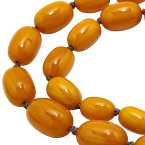 Marbled Butterscotch Amber Color Bakelite Bead Necklace 31” 92 G, 925 ...