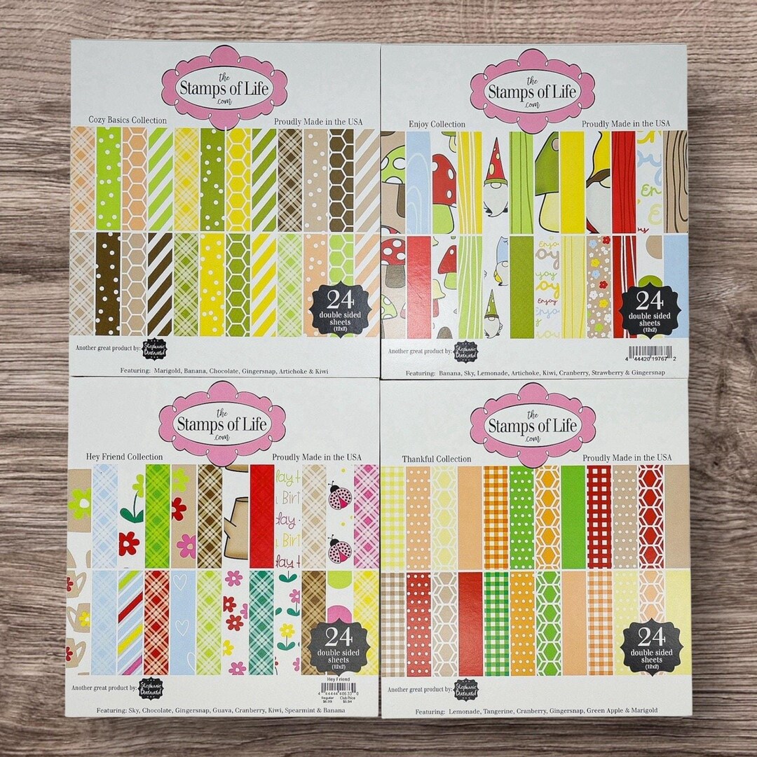 The Stamps of Life 6x6 Cardstock Lot 4 Pads Retired Enjoy Hey Friend ...