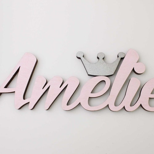 Girl Name Sign With Princess Crown for Nursery Wall Decor or - Etsy