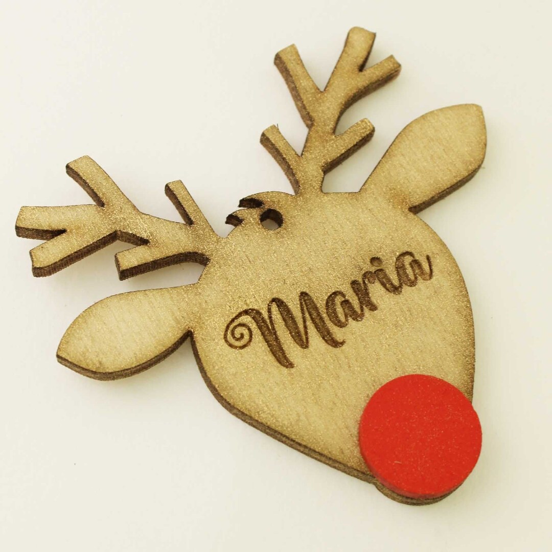 Personalized Reindeer Christmas Ornament: Engraved Wood Family Gift Tag ...