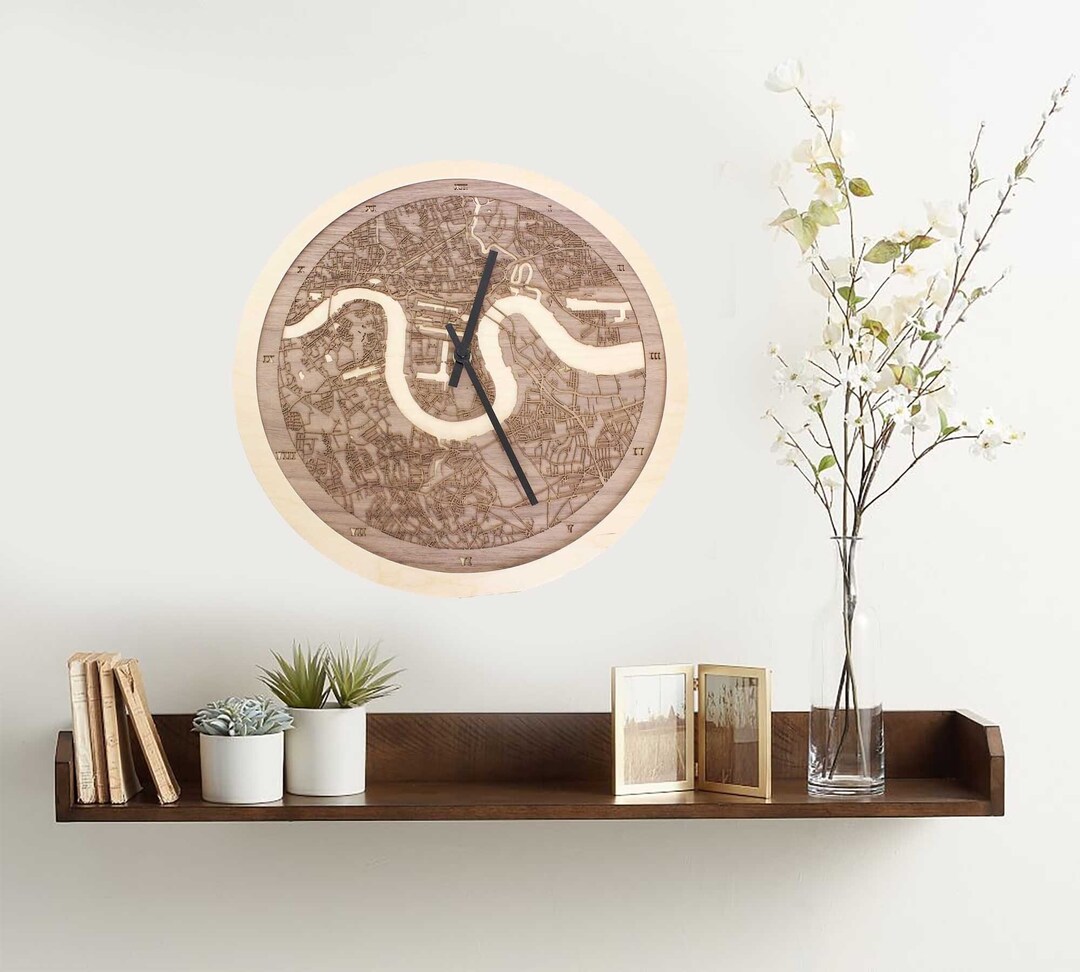 Personalised Map Clock, Any City Map Wall Decor for Living Room or ...