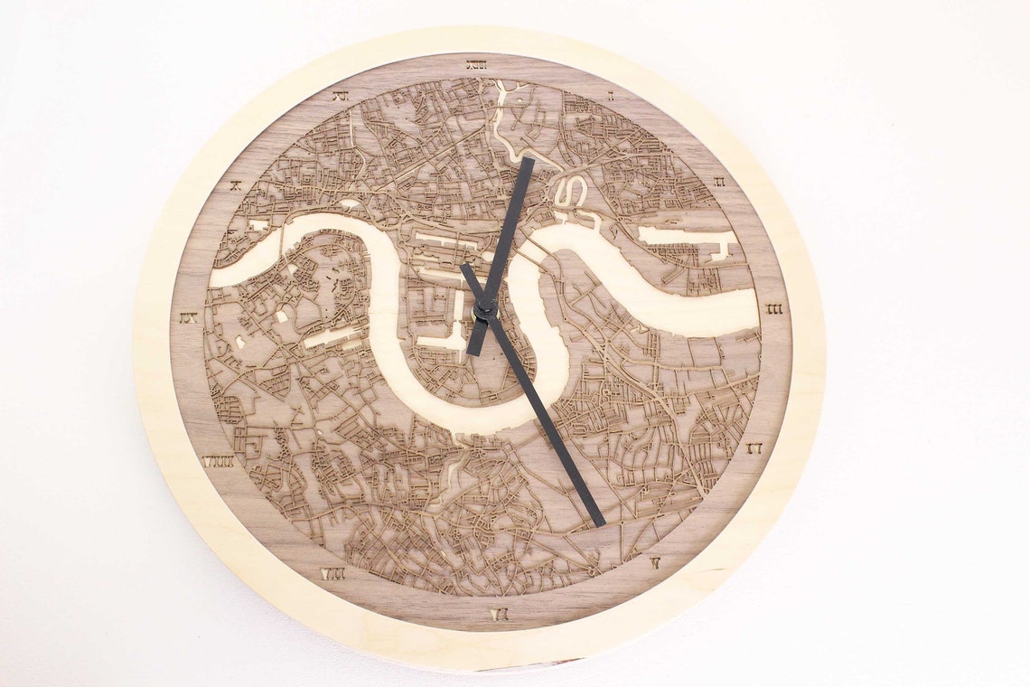 Personalised Map Clock Any City Map Wall Decor for Living - Etsy