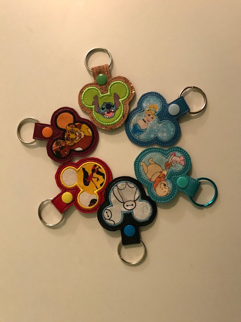 Custom Appliquéd Mouse Head Snap Tab Keychain | Etsy