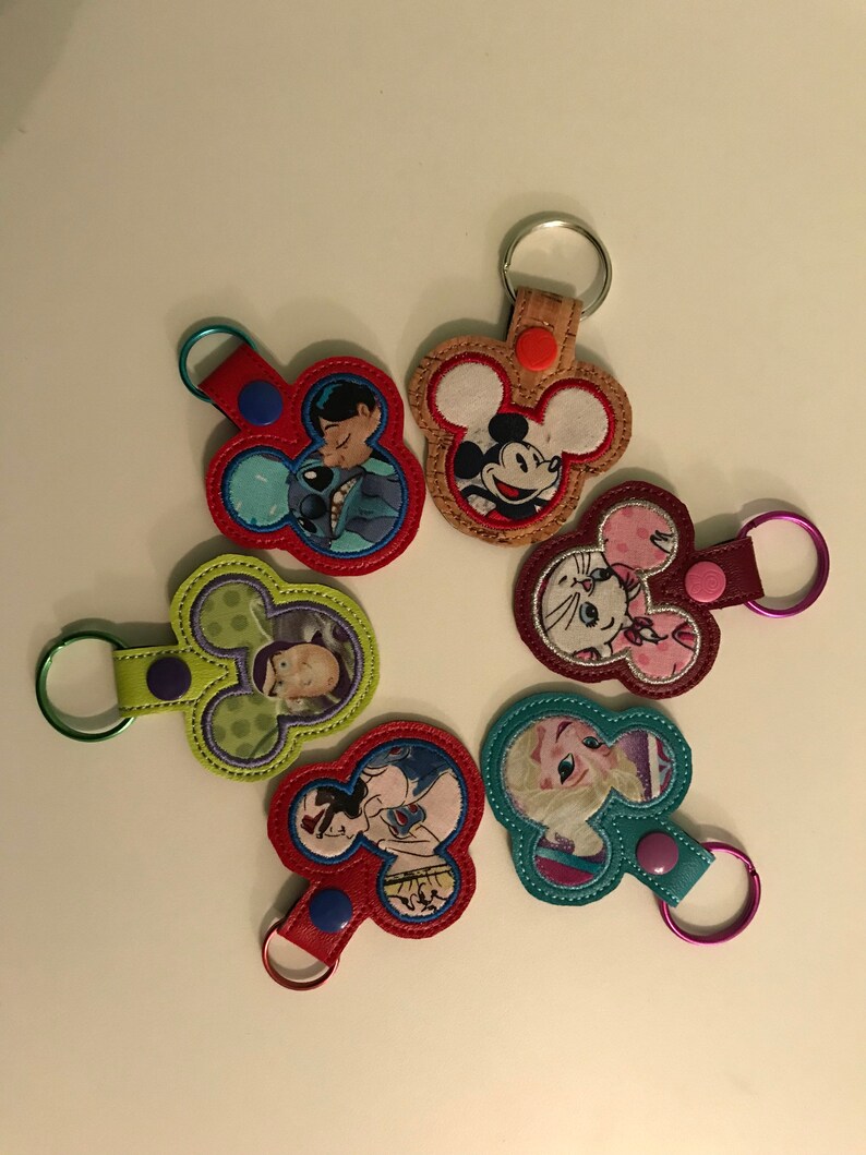 Custom Appliquéd Mouse Head Snap Tab Keychain | Etsy