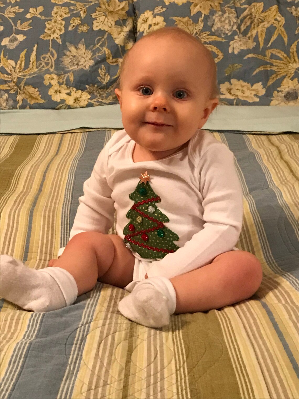 Custom Christmas Tree Appliquéd Onesie - Etsy