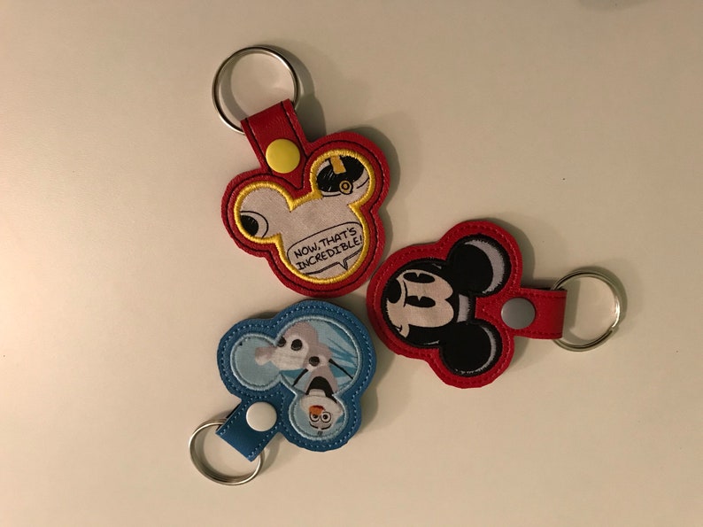 Custom Appliquéd Mouse Head Snap Tab Keychain | Etsy