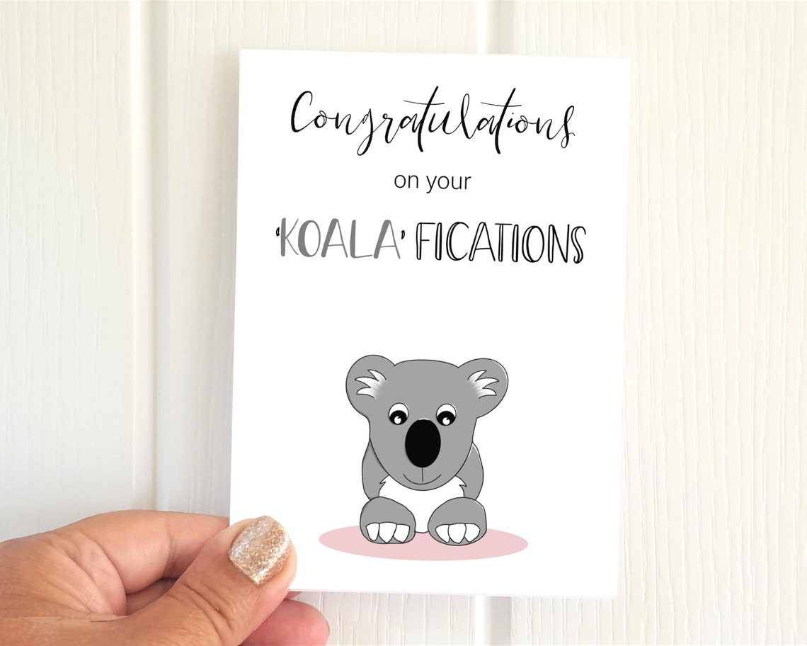 Exam Congratulations Card Koala Greeting Card Animal Pun Congratulations Card - Etsy