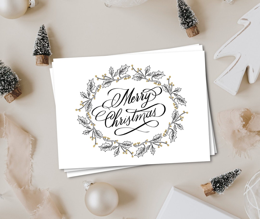 Luxury Classic Holly Berry & Calligraphy Christmas Cards With a Unique ...