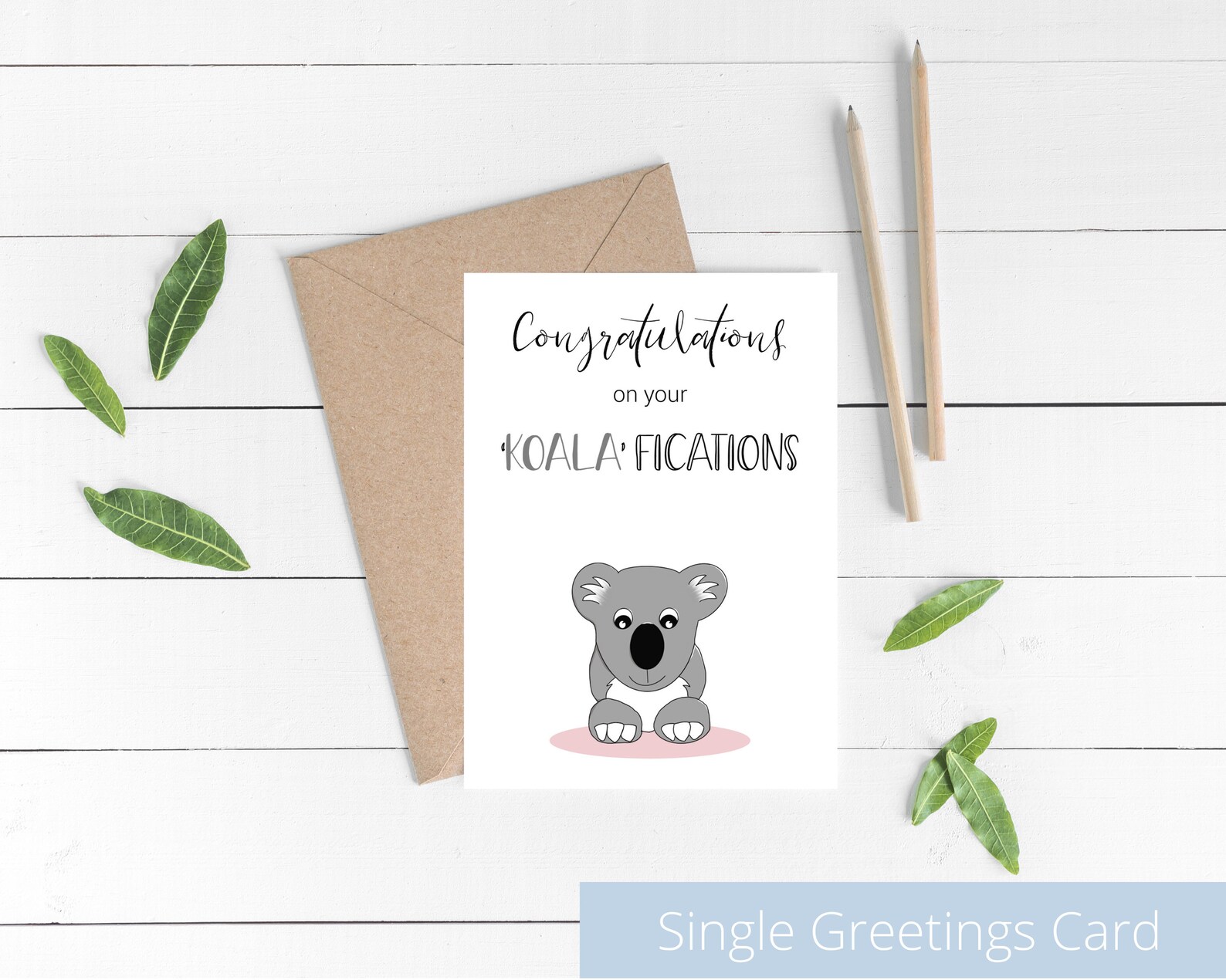 Exam Congratulations Card Koala Greeting Card Animal Pun Congratulations Card - Etsy