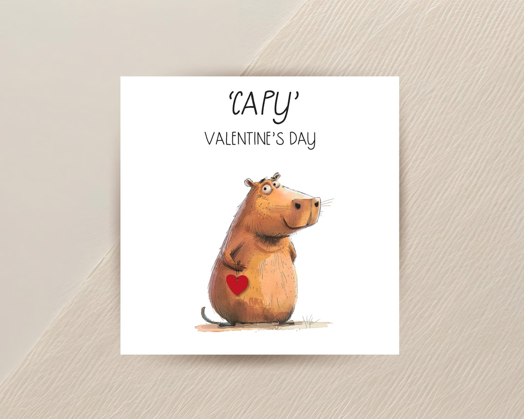 Cute Capybara Valentine's Day Card - Etsy