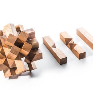 15 Locked Bricks Brain Teaser Puzzle - 3D Wooden Interlocking Brain ...