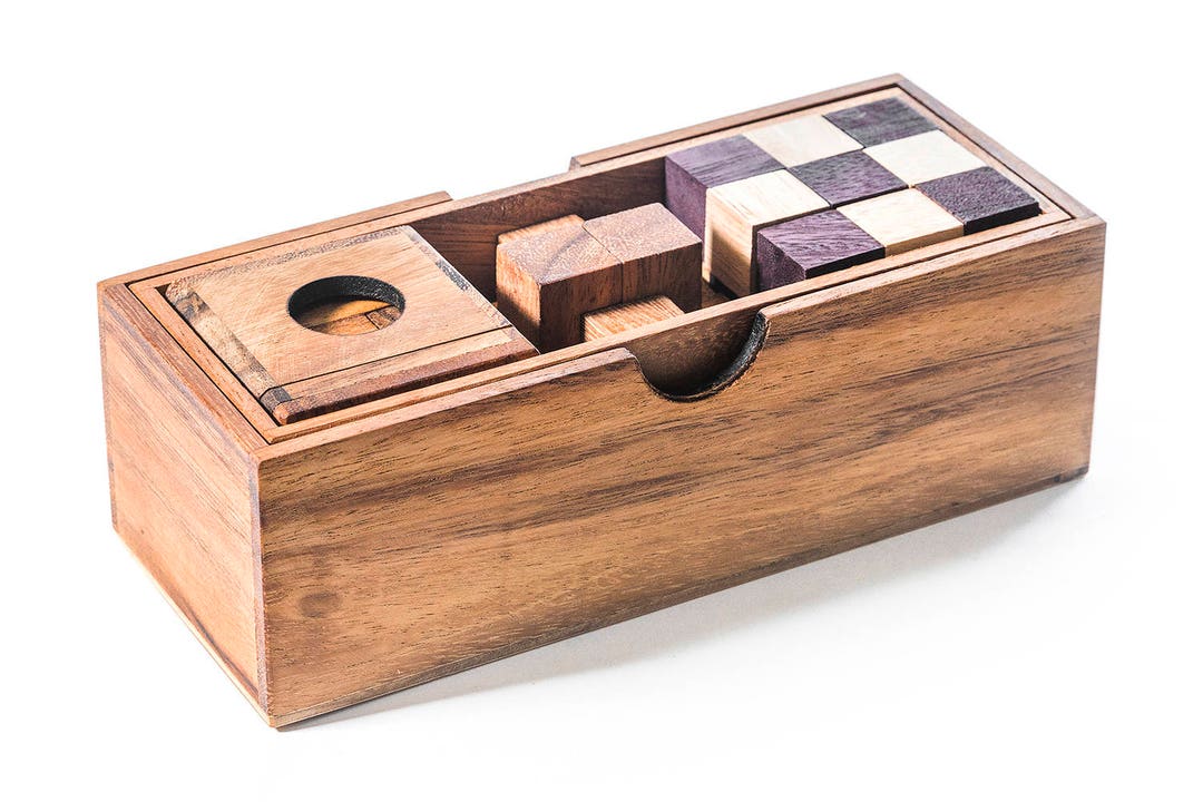 3 Wooden Brain Teaser Puzzle Gift Set: Unique Challenge Gift for Him ...