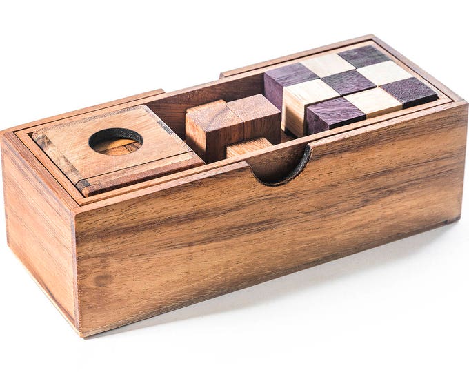 3 Wooden Brain Teaser Puzzle Gift Set Fathers Day - Etsy