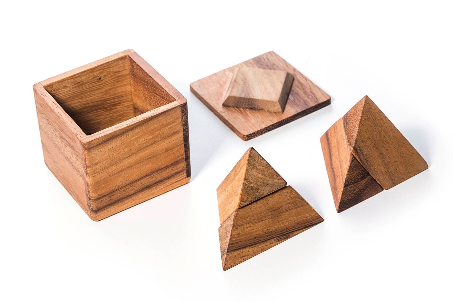 2 Pyramids in a Box Puzzle Wooden Brain Teaser Puzzle Wood - Etsy