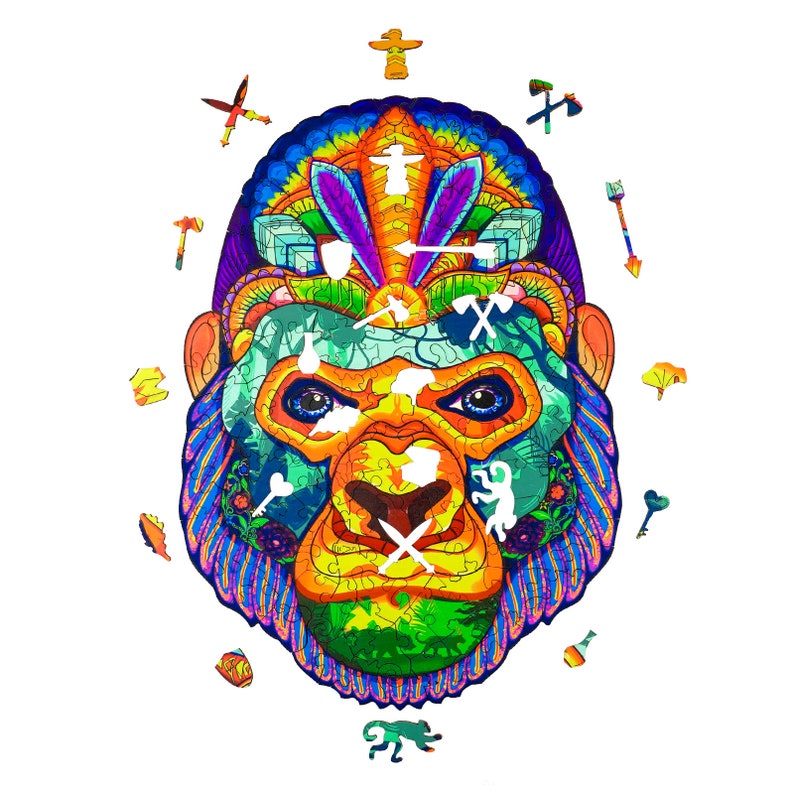 Ape Puzzle Wooden Jigsaw Puzzle Laser-cut Puzzle Animal - Etsy