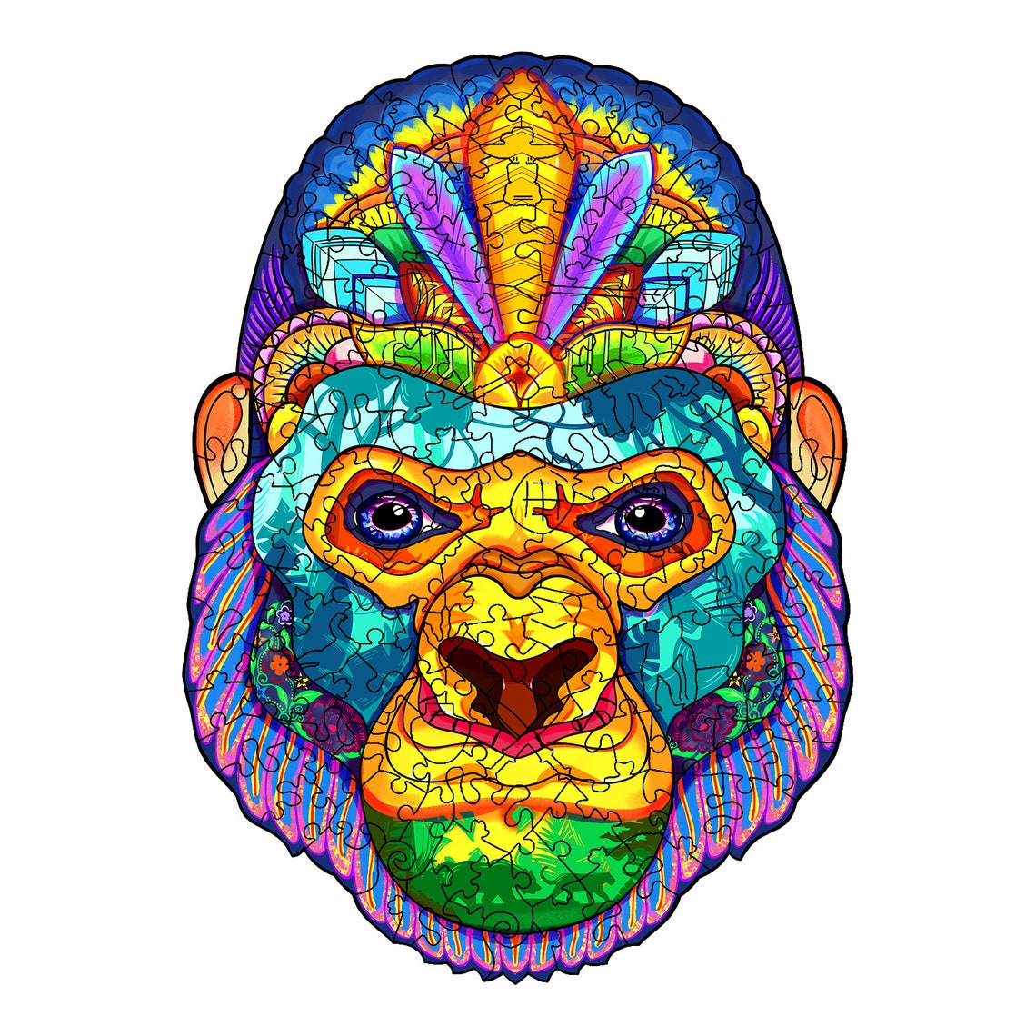 Ape Puzzle Wooden Jigsaw Puzzle Laser-cut Puzzle Animal - Etsy