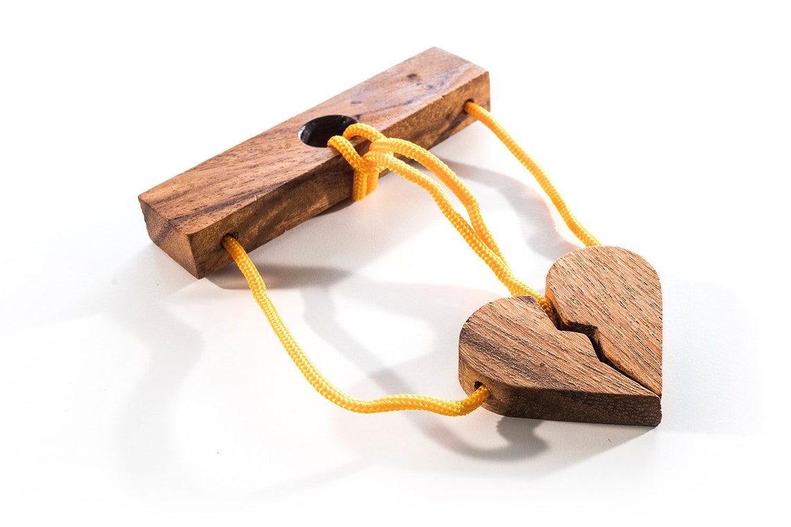 Broken Heart Wooden Brain Teaser Puzzle Disentanglement | Etsy