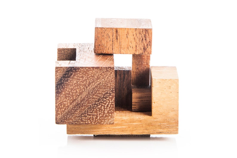 3 Piece Interlocking Japanese Puzzle - Mechanical Wooden Brain Teaser ...