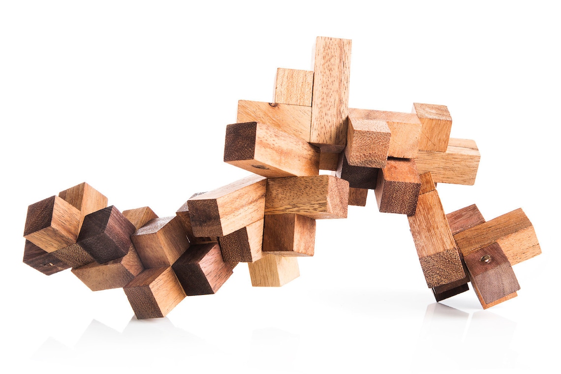 Twist Crystal - 3D Wooden Brain Teaser Puzzle, Wood Puzzle, Handmade ...