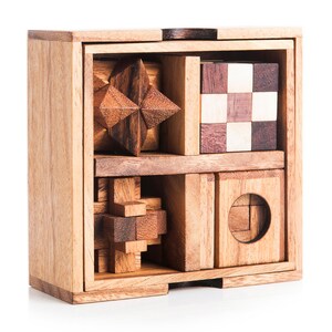 The Engineer Mind: Mechanical Puzzles Gift Set - 5 Wooden Brain Teasers ...