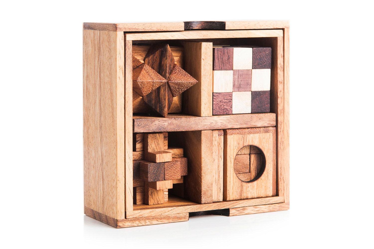 The Engineer Mind: Mechanical Puzzles Gift Set - 5 Wooden Brain Teasers ...