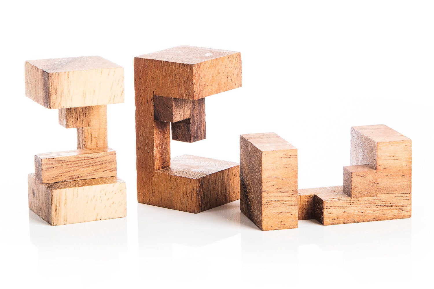 3 Piece Interlocking Japanese Puzzle - Mechanical Wooden Brain Teaser ...