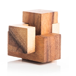 3 Piece Interlocking Japanese Puzzle - Mechanical Wooden Brain Teaser ...