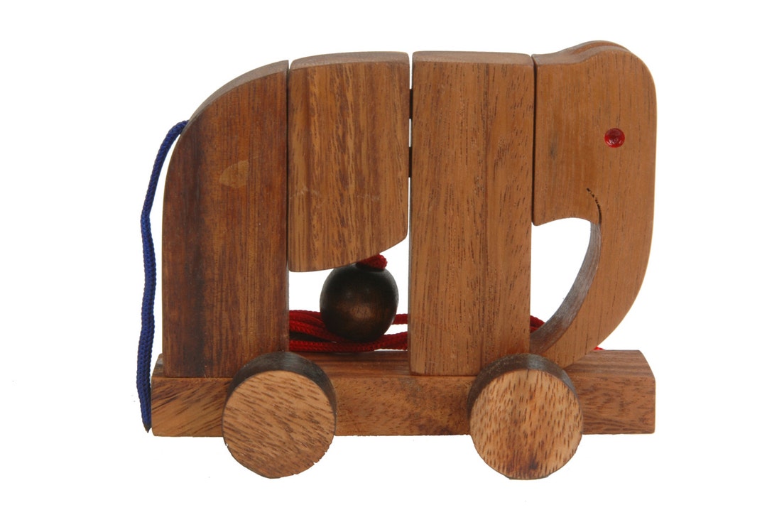 Elephant Pull Toy Natural Wood Baby Toy, Pull Toy, Montessori Toy ...