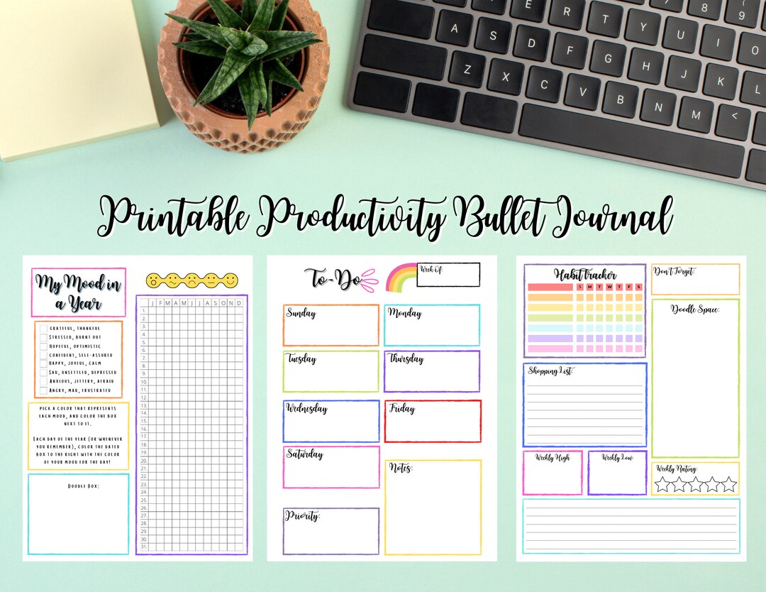Printable Productivity Bullet Journal | Printable Bullet Journal | to ...