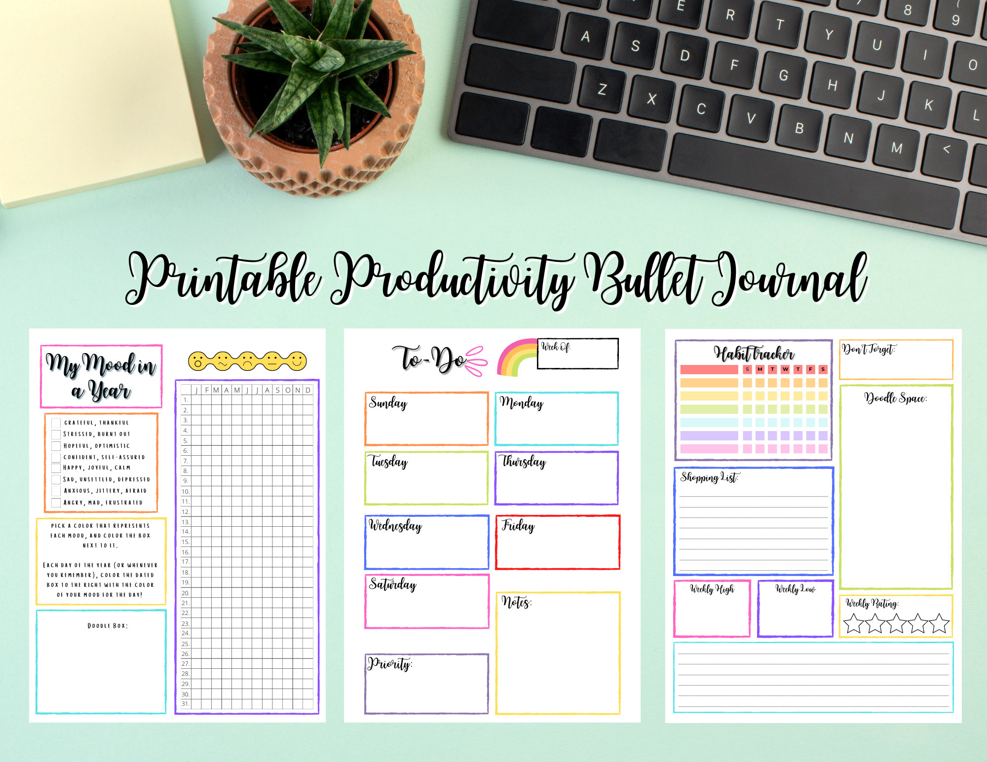 Printable Productivity Bullet Journal Printable Bullet Journal to Do ...