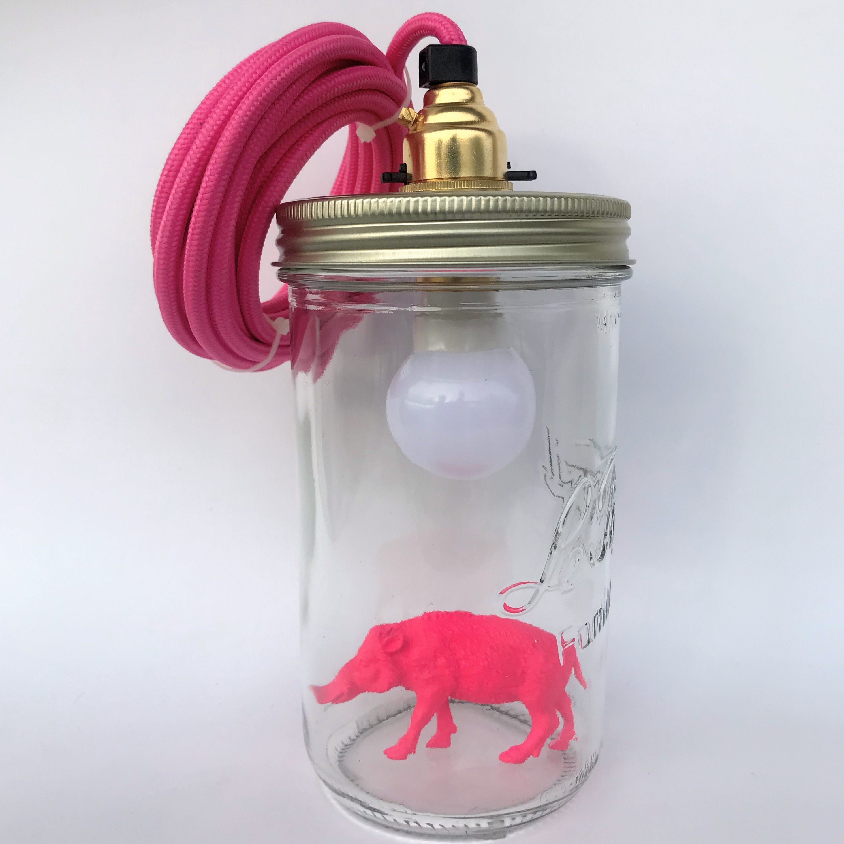 French Lit Jar - Wild Boar - Table Lamp - Portable - to Personalize - Etsy