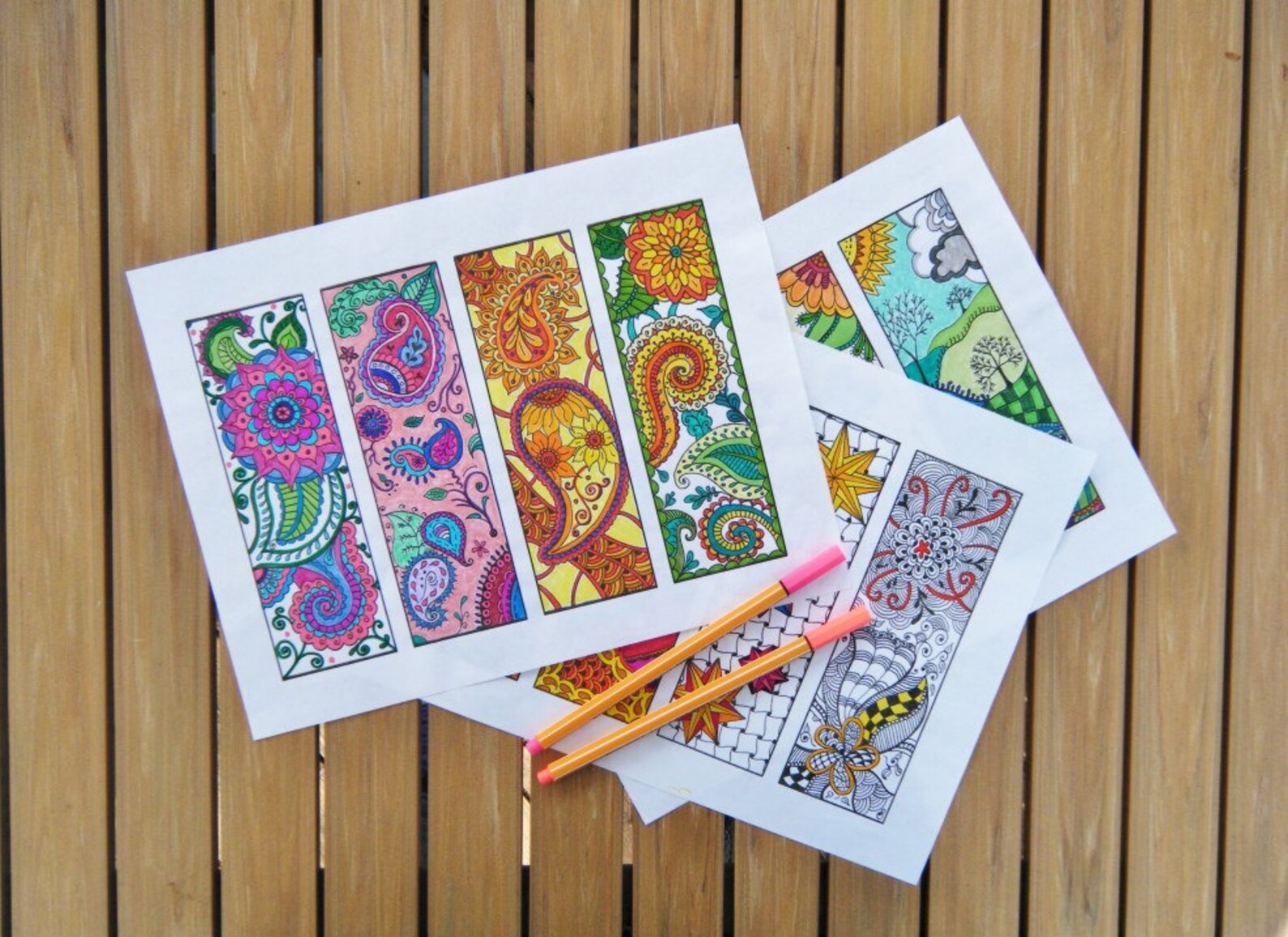 Zentangle Bookmarks THREE Sets to Print and Color THREE | Etsy