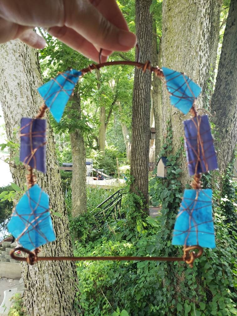 Hummingbird Swing Handmade of Copper and Stained Glass. - Etsy