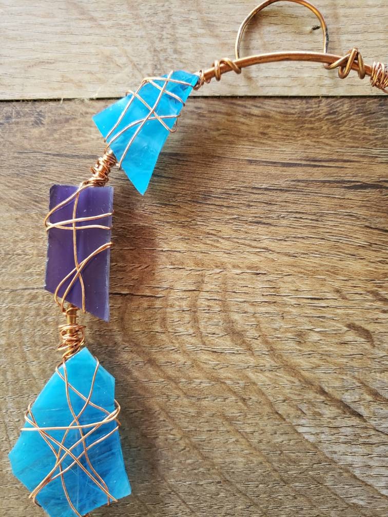 Hummingbird Swing Handmade of Copper and Stained Glass. - Etsy