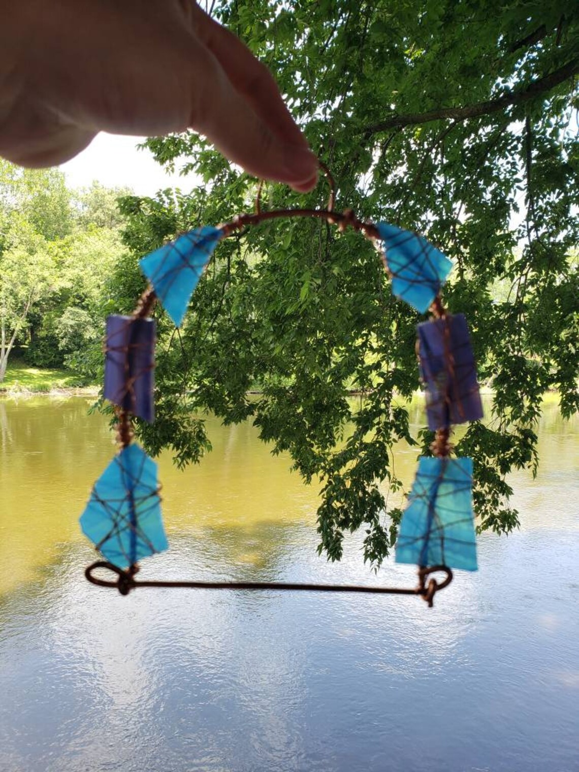 Hummingbird Swing Handmade of Copper and Stained Glass. - Etsy