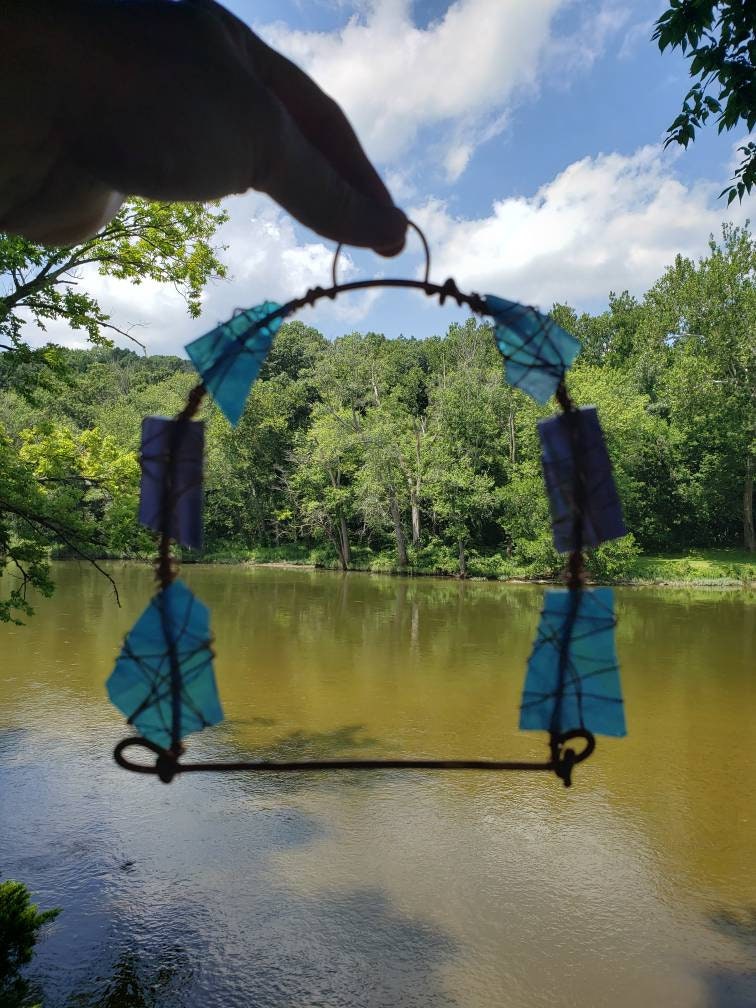 Hummingbird Swing Handmade of Copper and Stained Glass. - Etsy