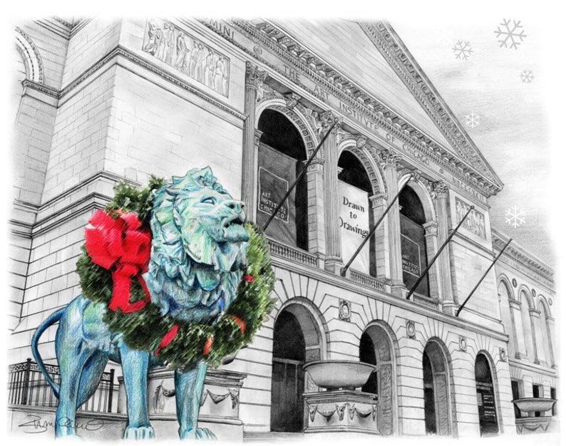 Chicago Art Institute Drawing With Lion, (customize With Different ...