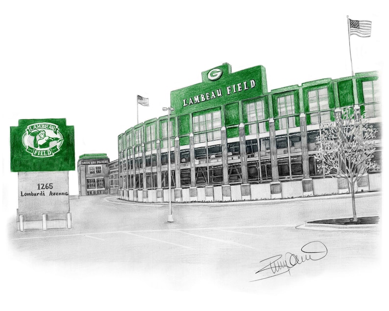 Green Bay Packers Football Lambeau Field Print - 11x14" - Etsy