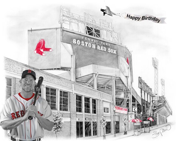 Boston Red Sox Fenway Park Pencil Drawing - 11x14" - Etsy